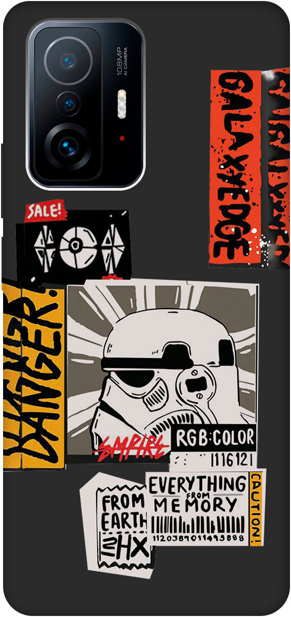 Матовый Soft Touch силиконовый чехол на Xiaomi 11T, 11T Pro, Сяоми 11Т, 11Т Про с 3D принтом "Stormtrooper Stickers" черный