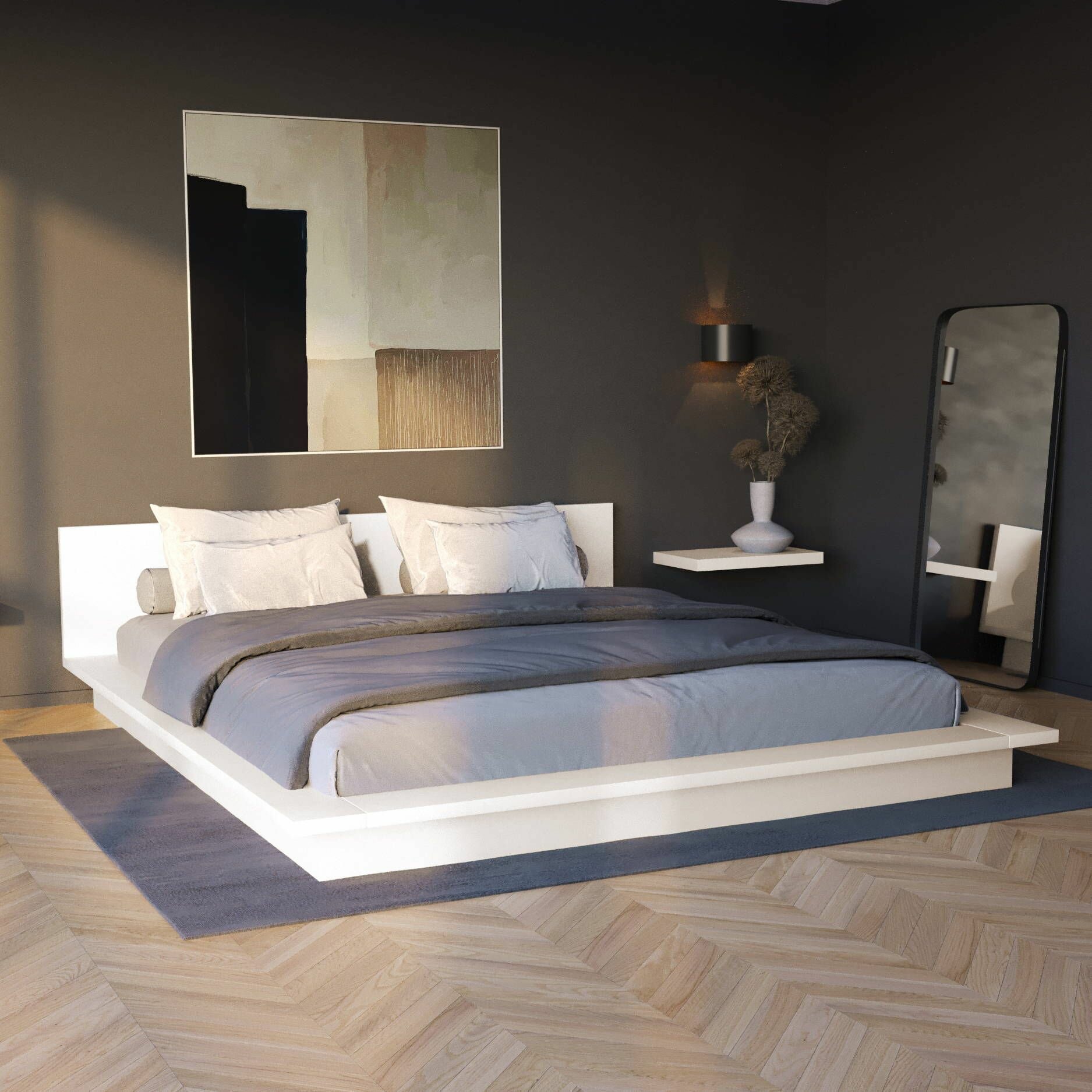 Кровать двуспальная массив 180x200 Азуми цвет Слоновая кость