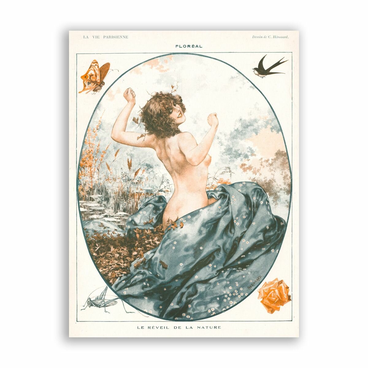 Постер на бумаге в стиле Пин-ап / La Vie Parisienne - Floreal / Размер 60 x 80 см