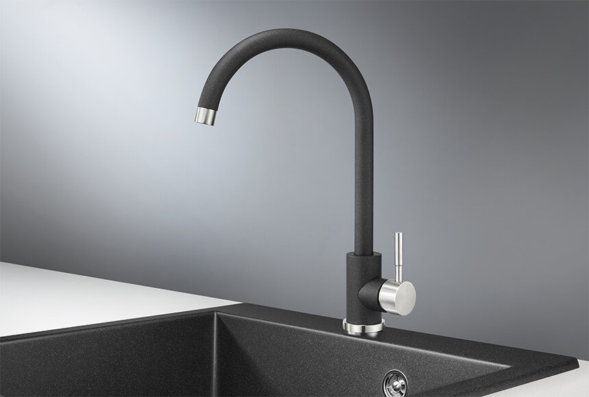 Смеситель для кухонной мойки GRANULA Standart ST-4031, чёрный