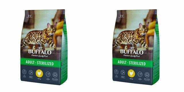 MR.BUFFALO ADULT сухой корм для кошек, курица 400г, 2шт