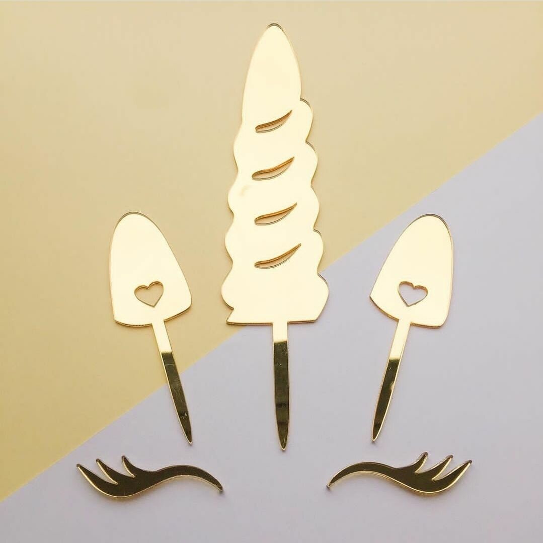 Набор топперов для торта - Единорог / украшение торта для девочек, в наборе ушки, рог, ресницы/ на день рождения