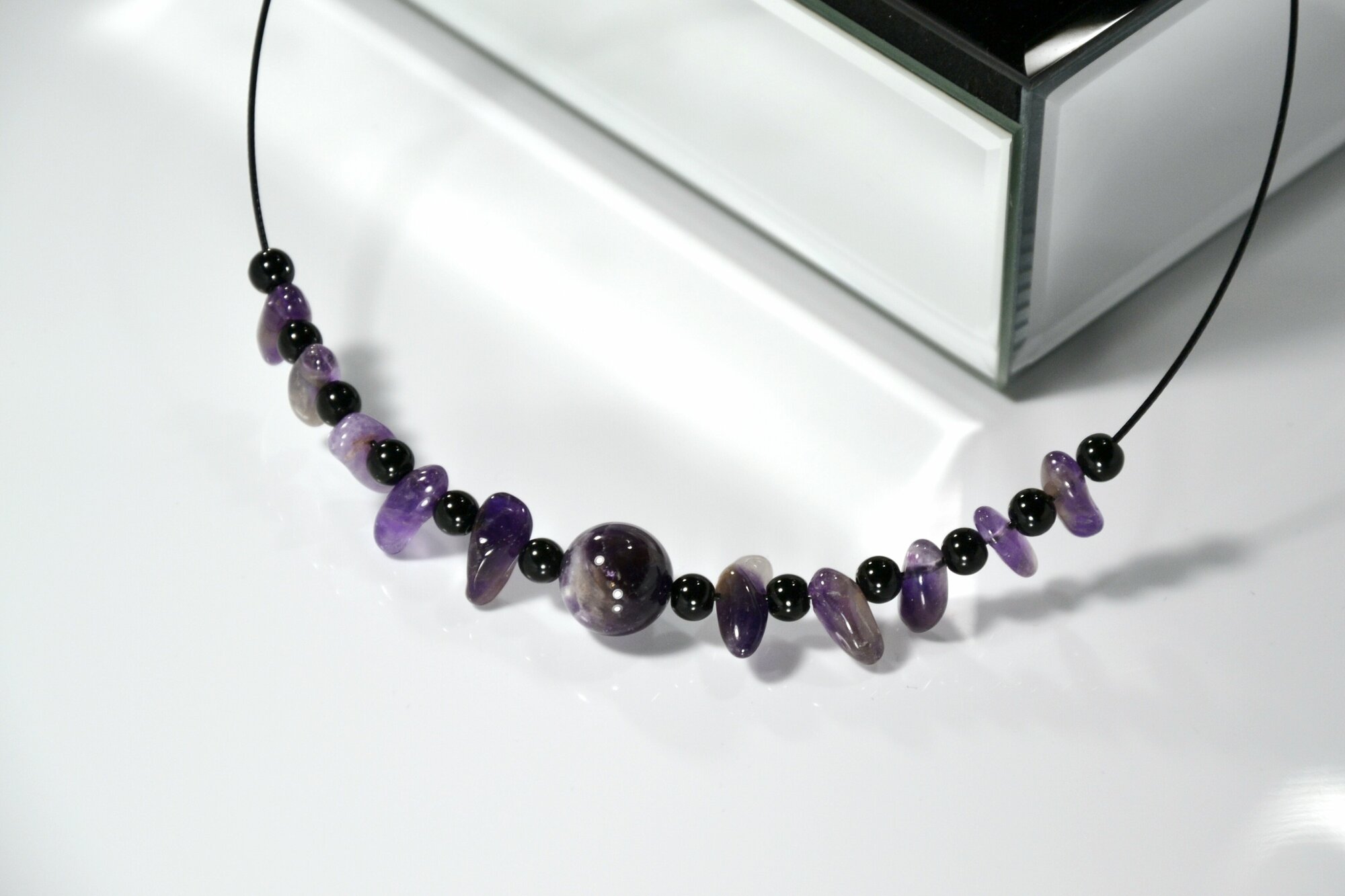 Колье, агат, аметист