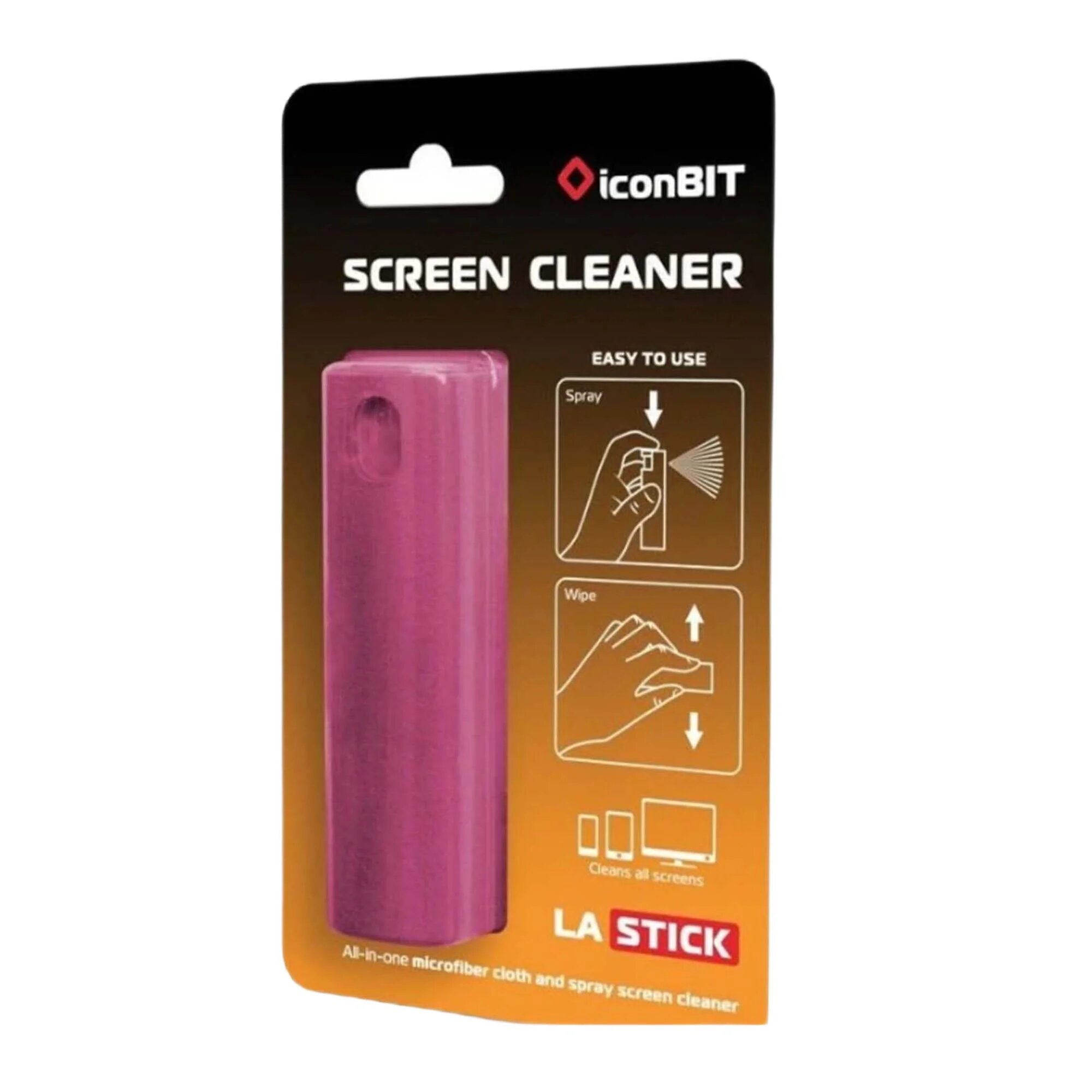 Спрей для очистки экранов iconBIT La Stick, 10.0 мл, микрофибра, pink