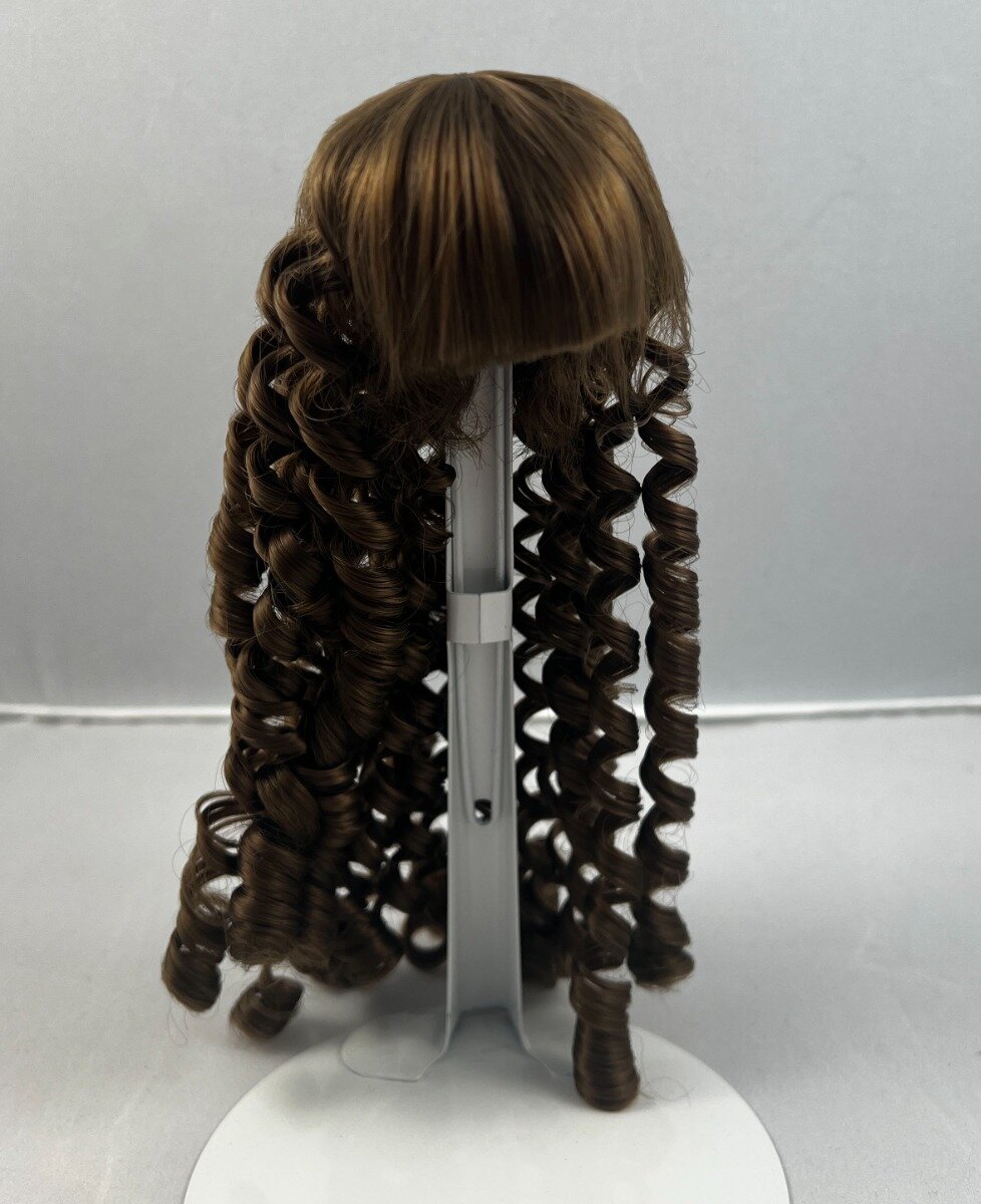 DollGa Wig LR-021_D Maroon (Длинный спиралевидный парик размер 15-18 см каштановый для БЖД кукол)