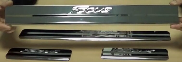 Накладки на пороги Ford Focus 3 с 2011 по 2019, к-т 4 шт, нерж. cталь, скотч 3M