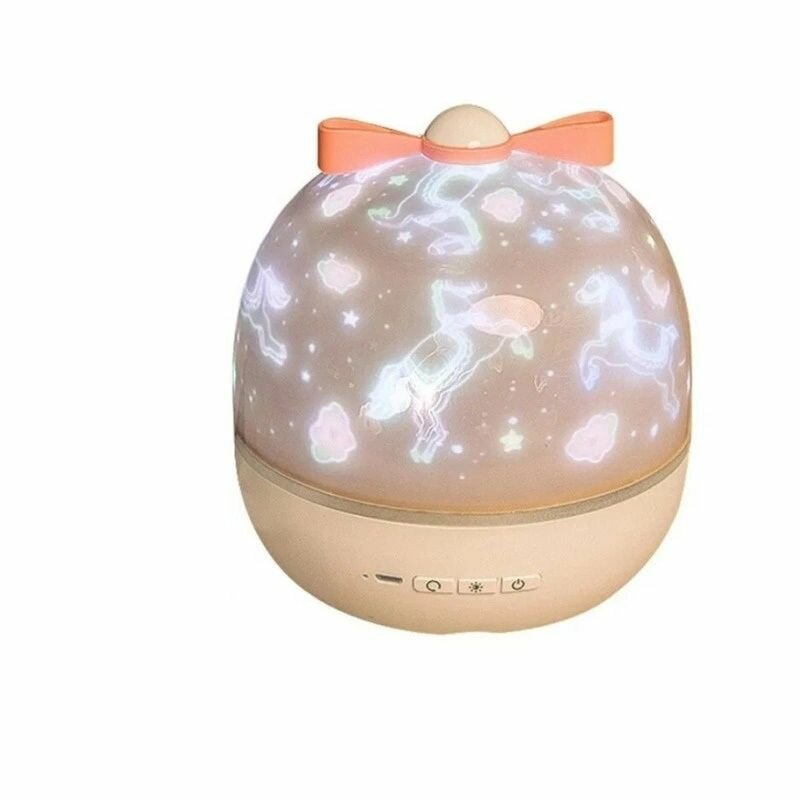 Детский ночник с проектор, Bluetooth, бежевого цвета