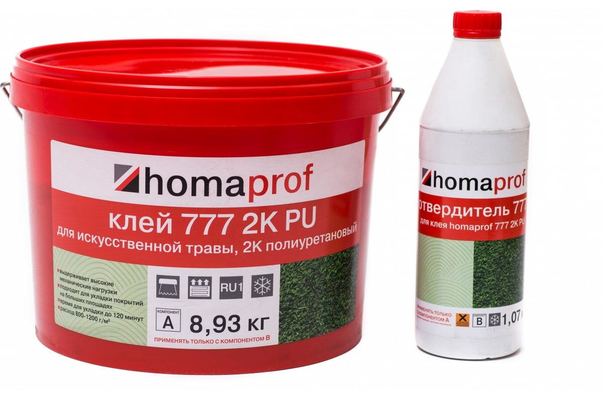 Homakoll Клей 777 2K PU, 10 кг 8,93+1,07 кг, 800-1200г/м2, зелен. 60221