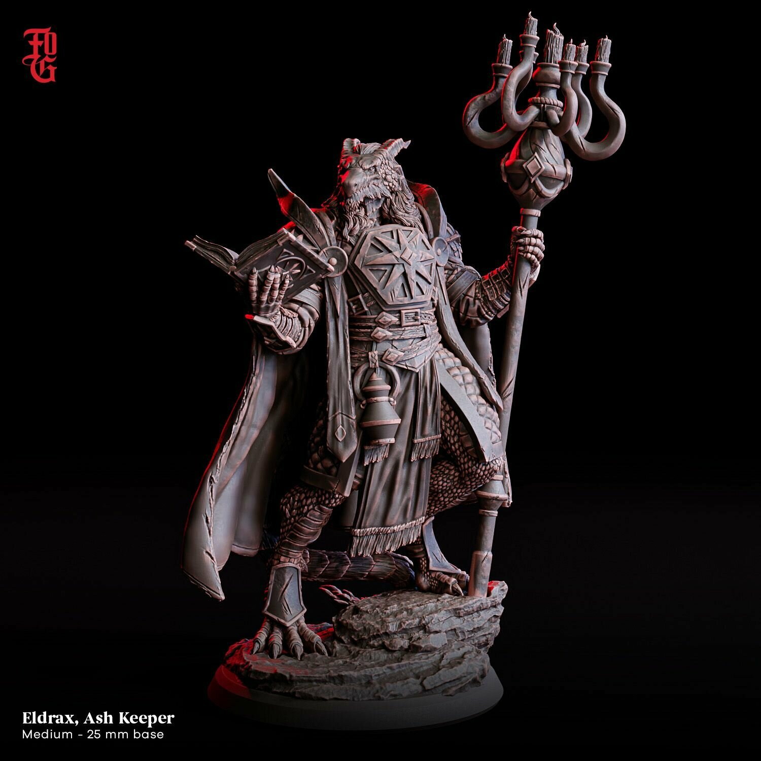 Миниатюра D&D 'Элдракс, Хранитель пепла (Драконорожденный клирик)' масштаб 75 мм (DnD, Dungeons & Dragons, ДнД, Подземелья и Драконы, Pathfinder)