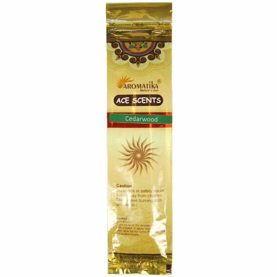 Ace Scents CEDARWOOD Natural Masala Incense Sticks, Aromatika (кедр натуральные ароматические палочки, Ароматика), 20 палочек.