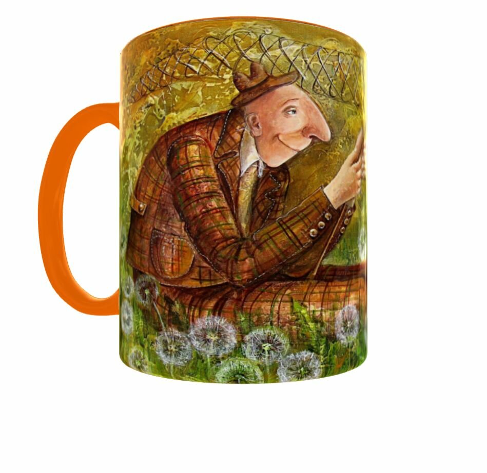 Уникальная кружка премиум класса приносящая счастье/ловец счастья/Авторский бокал ручной работы, Эксклюзив, Новинка/ Оранжевая, солнечная, радостная, счастливая - уникальная/Заряжена на удачу и счастье/, 330 мл, 1 шт