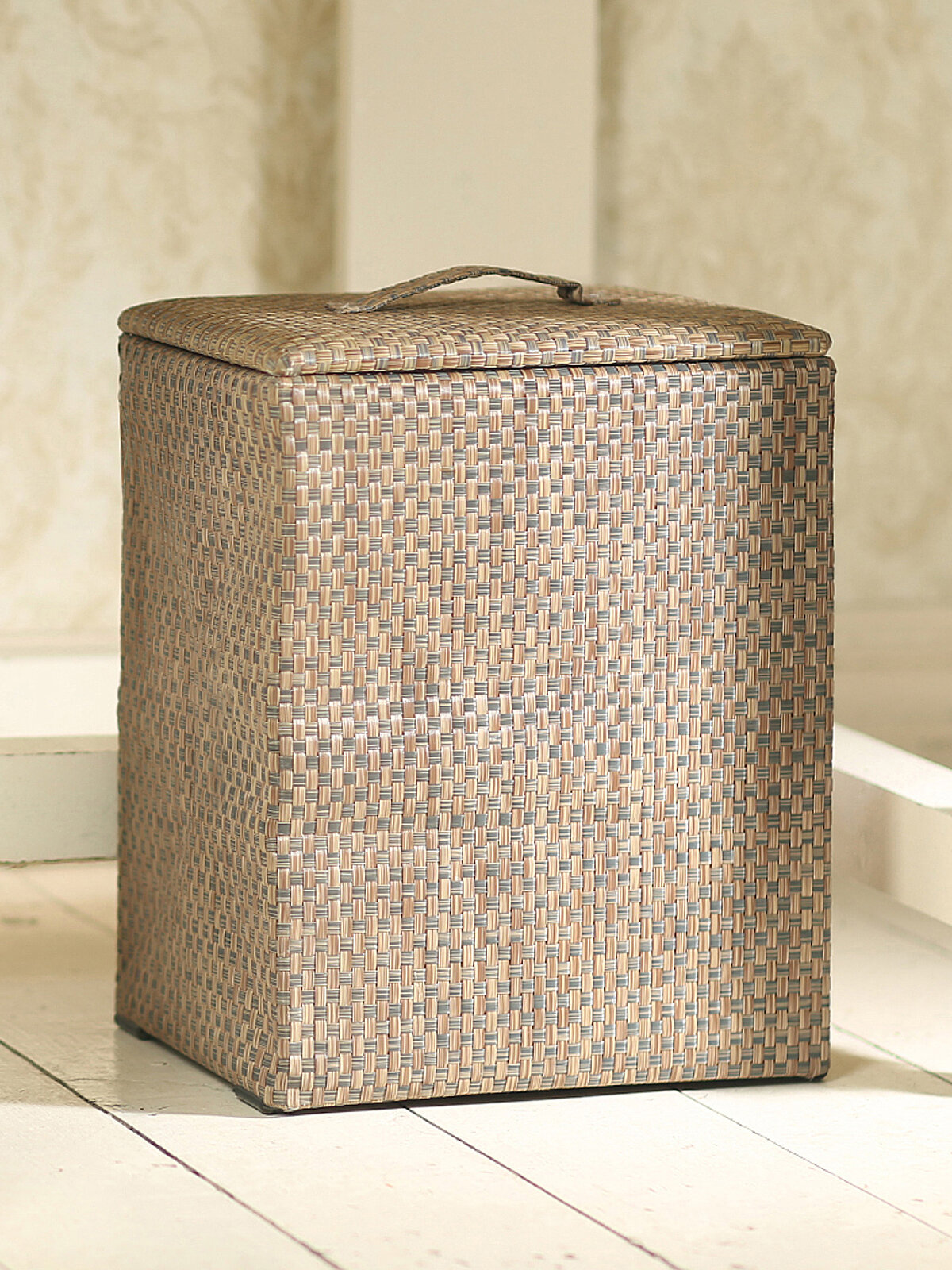 Корзина для мусора Casy Home HB-021, дерево/полиэстер, 27x20x33 см