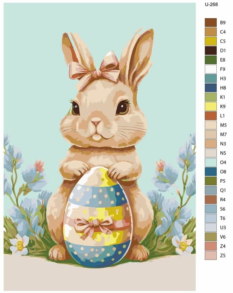 Картина по номерам U-268 "Пасха. Зайчик с пасхальным яйцом" 50x70 см