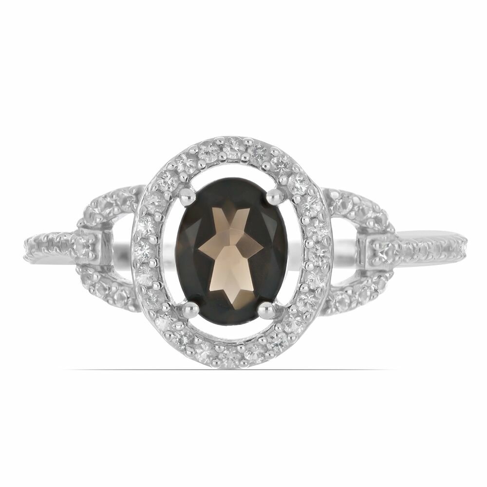 Кольцо, серебро, 925 проба, родирование, кварц, циркон