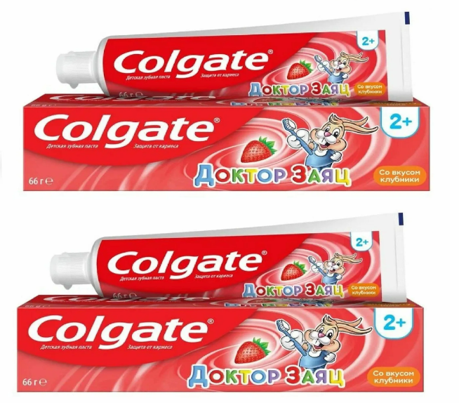 Зубная паста Colgate, Доктор заяц, вкус клубники, 50 мл. 2 шт.