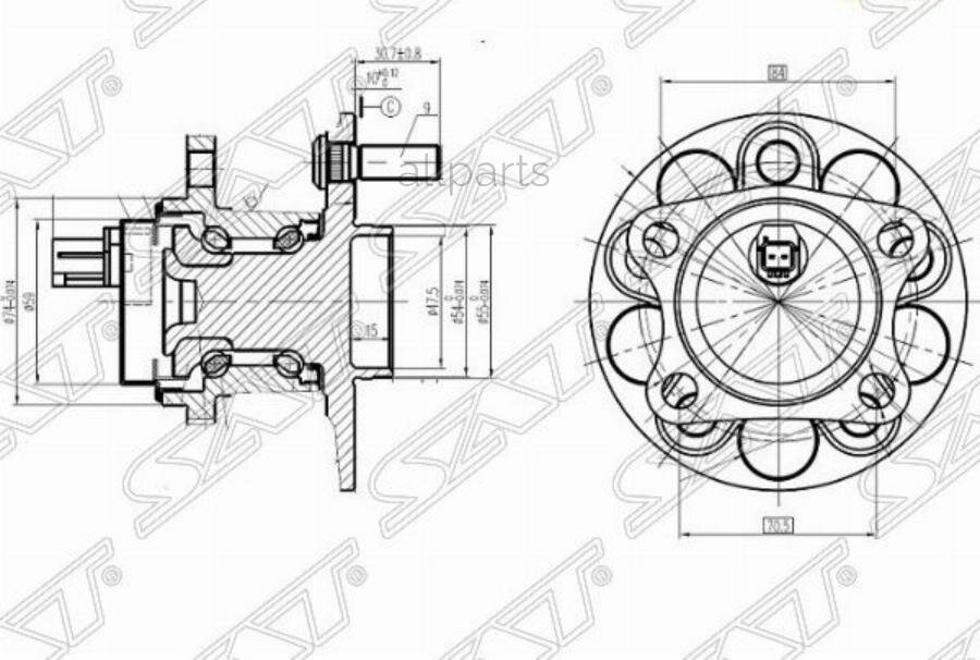 SAT ST-42450-47040 Ступичный узел задн. TOYOTA PRIUS ZVW3# 09-