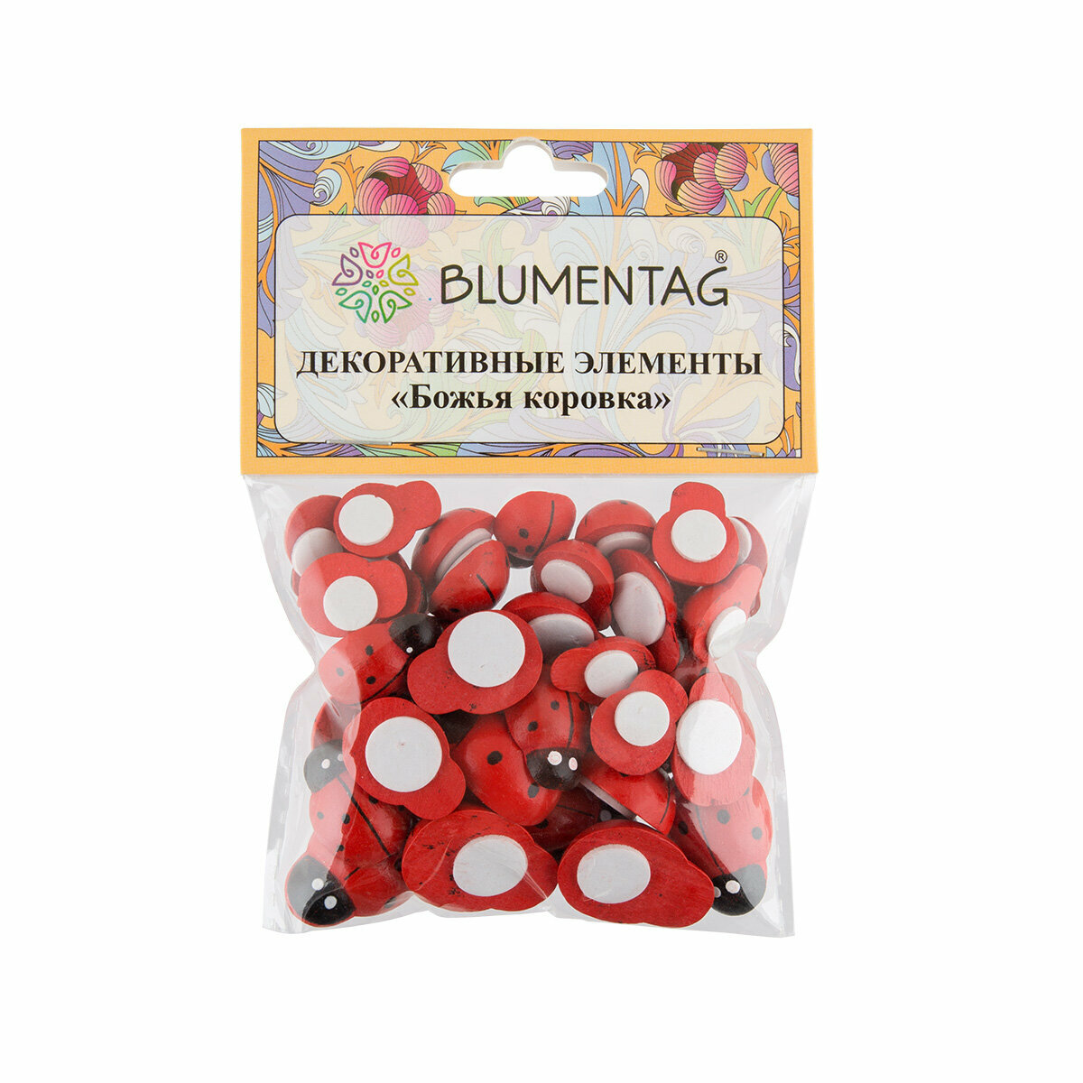 Декоративные элементы "Blumentag" WLBF-02 24 шт. 1.8 см "Божья коровка"/красный