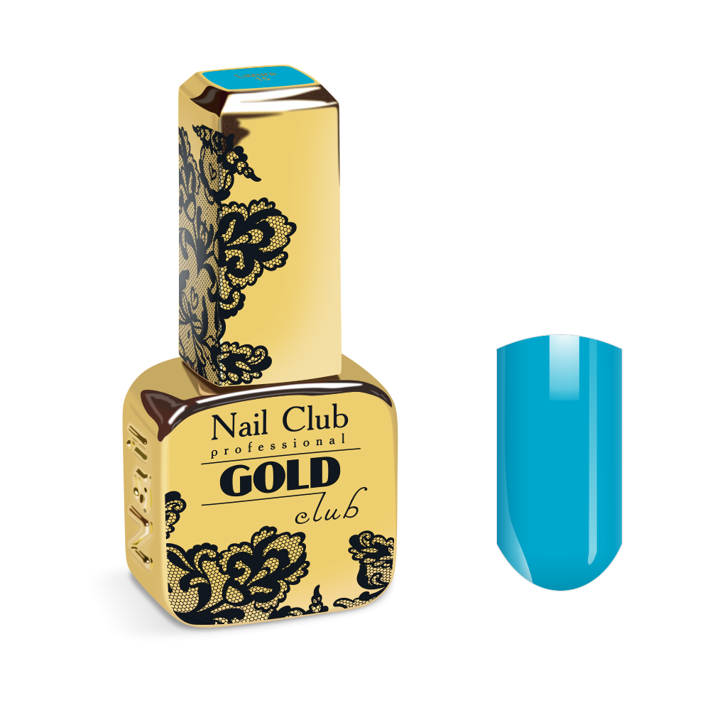 Nail Club professional Эмалевый гель-лак для ногтей с липким слоем GOLD CLUB 15 Lazure, 13 мл.