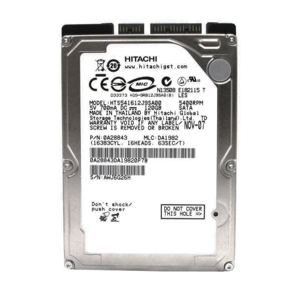Жесткий диск Hitachi 0A28843 120Gb 5400 SATA 2,5" HDD