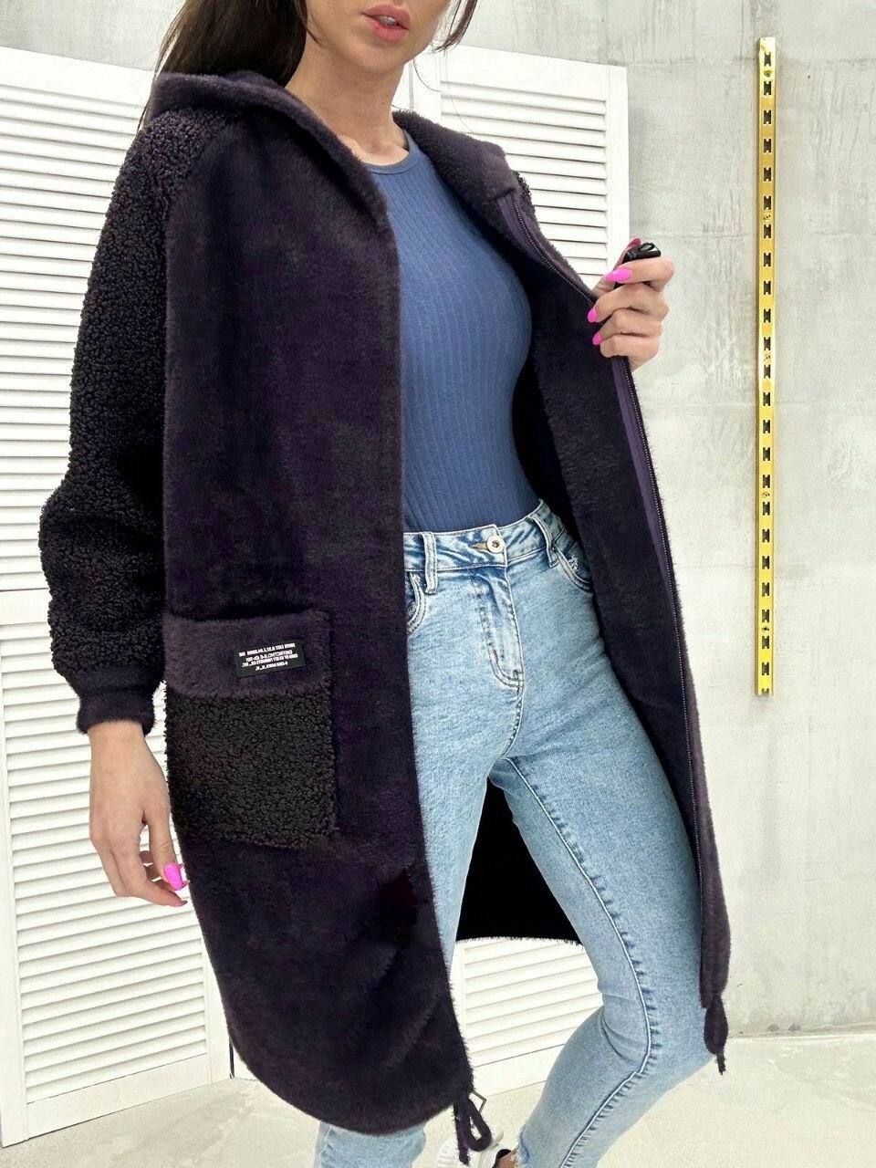 Пальто из искусственной альпаки