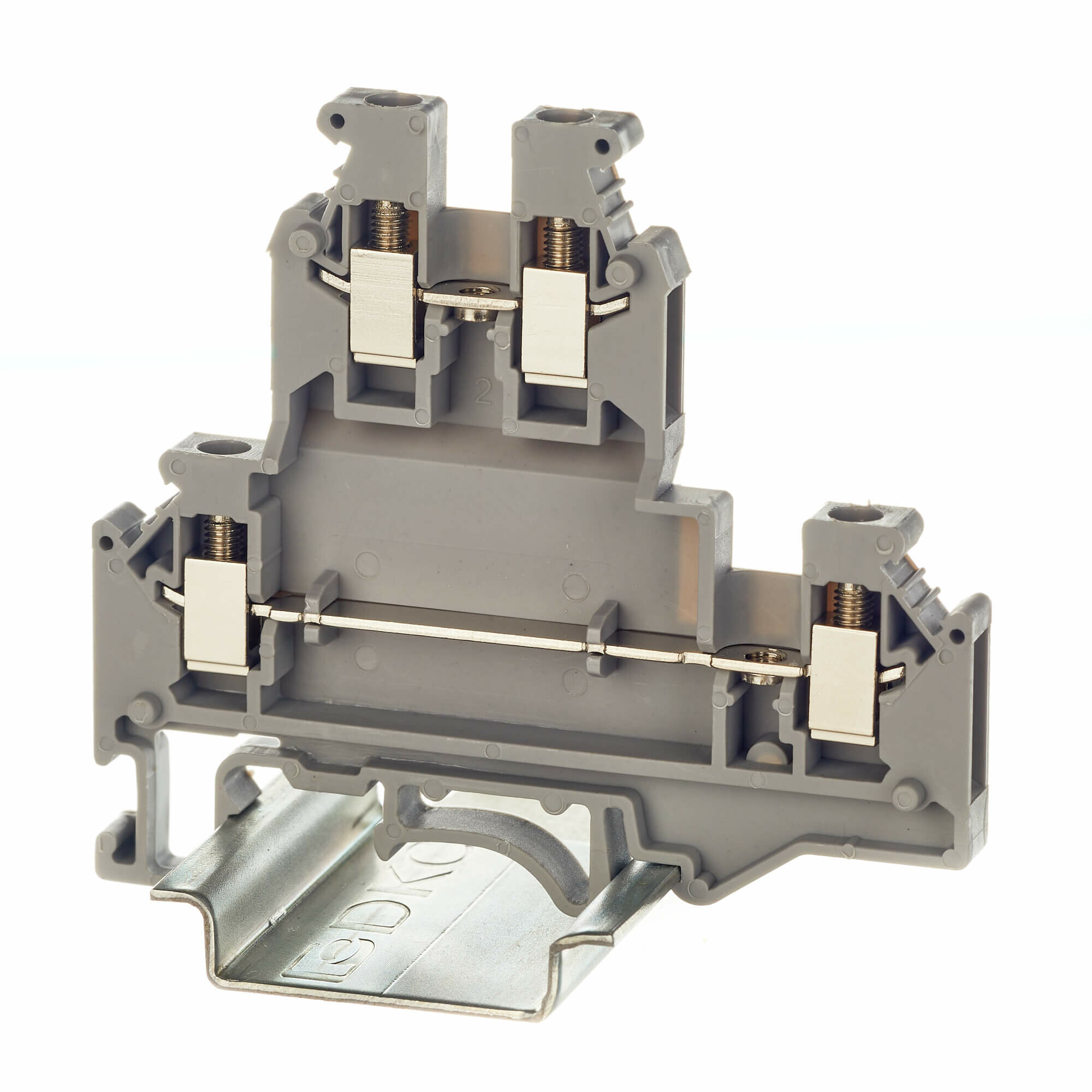 Клемма двухуровневая, винтовой зажим, 4 точки подключения, 2.5 кв. мм, KRUKB-3 (ДКС) (2 шт. в комплекте)