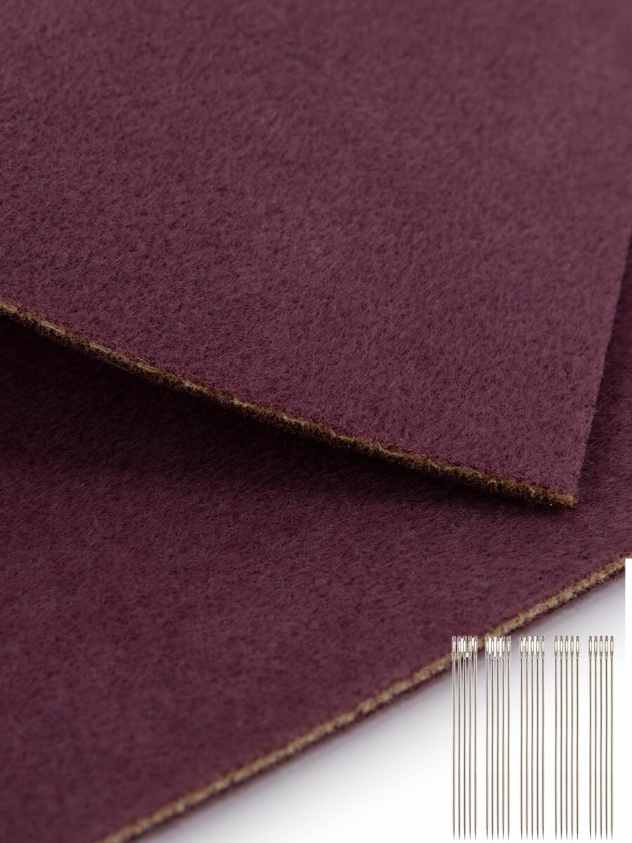 Коврик для работы с бисером (30 х 23 х 0.4 см, Бордовый) с комплектом бисерных игл.