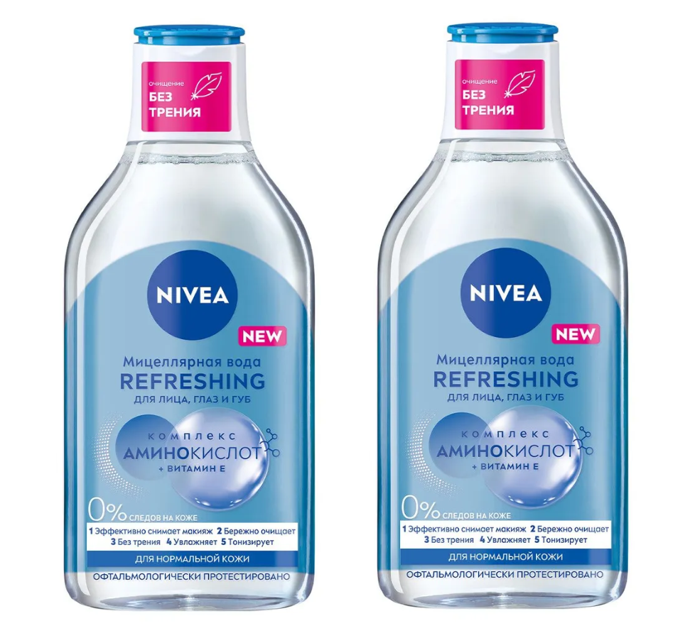 Мицеллярная вода, Nivea, дыхание кожи, для нормальной и комбинированной кожи, 400 мл, 2 шт