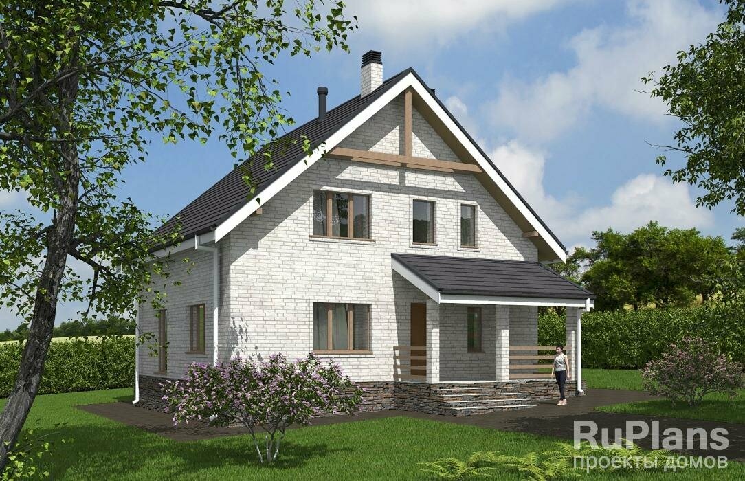 Проект одноэтажного дома с мансардой (130 м2, 10м x 12м) Rg5529