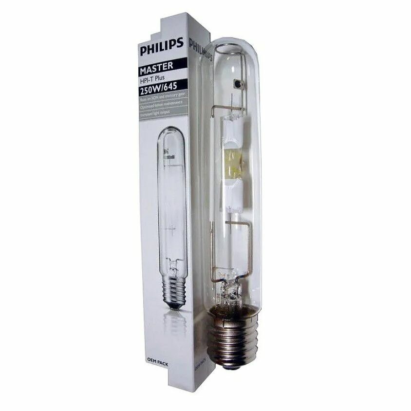 1шт/уп. Лампа Металлогалогенная 250Вт E40 19500Лм D-47mm L-255mm МГЛ 4500К Газоразрядная Свет Дневной белый HPI-T Plus PHILIPS, уп. 1шт
