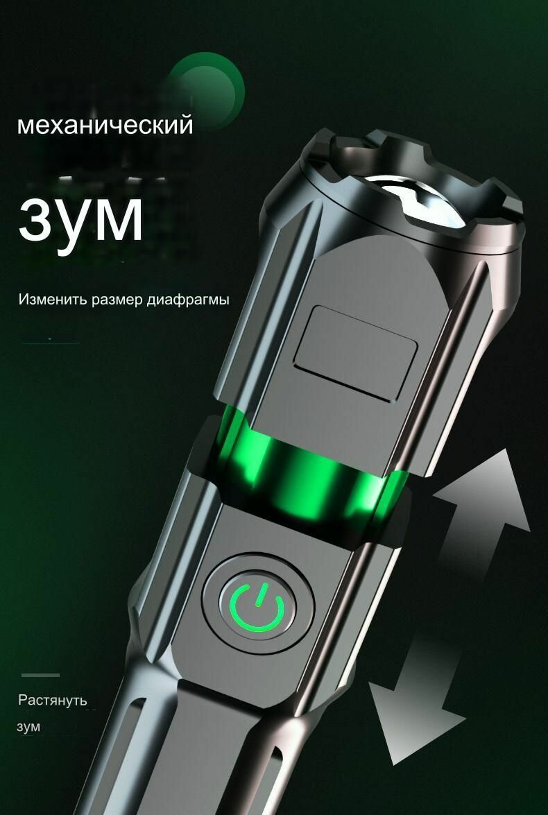 Фонарик спецназа Zoom, перезаряжаемый бытовой портативный сильный свет светодиодный фонарик дальнего действия