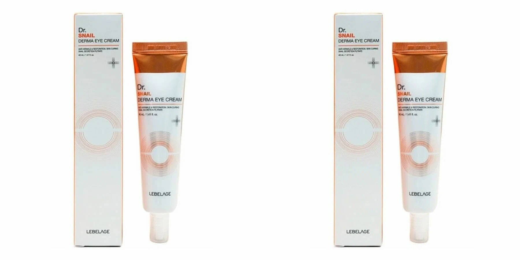 Крем для кожи вокруг глаз Lebelage с муцином улитки Dr.Snail Derma Eye Cream, 40 мл, 2 шт