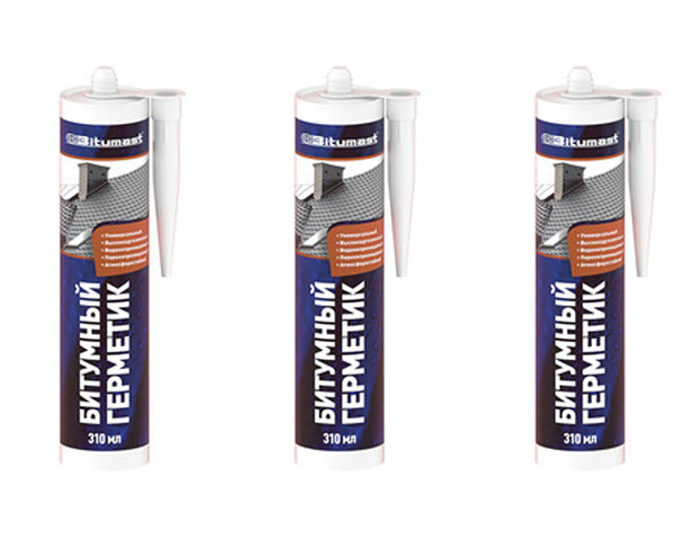 Герметик кровельный битумный Bitumast черный 310 мл (3 шт.)