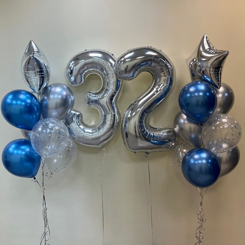 Набор шаров с гелием № 461 - с цифрами 32 ( аэродизайн )
