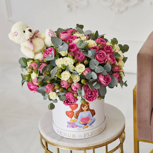 Букет Venus in Fleurs №28, детский, композиция в коробке, 21 цветок