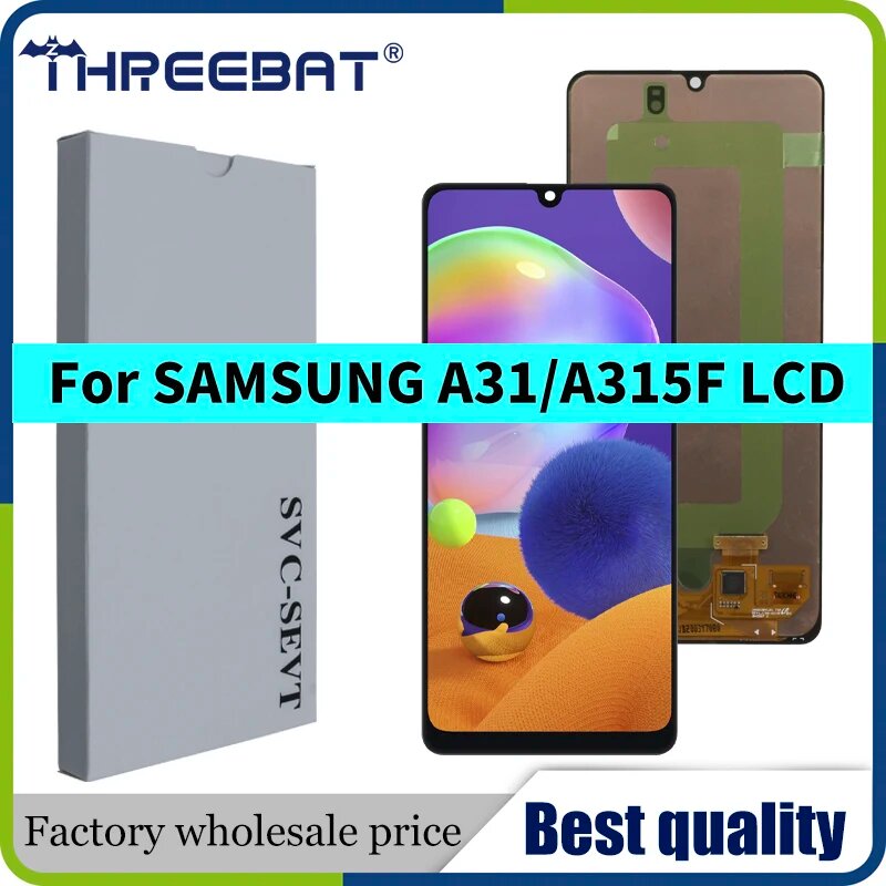 SUPER AMOLED для Samsung A31 A315F ЖК-дисплей с цифровым преобразователем Black With Frame