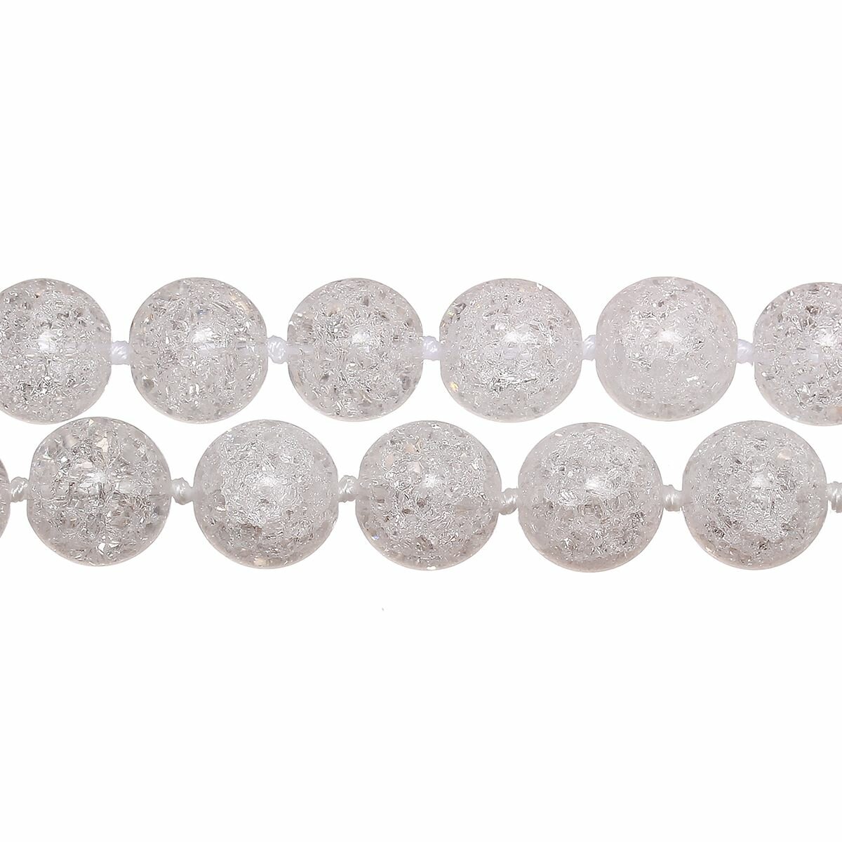 Бусины каменные, кварц, снежный прозрачный, 12мм, 32 шт, низка