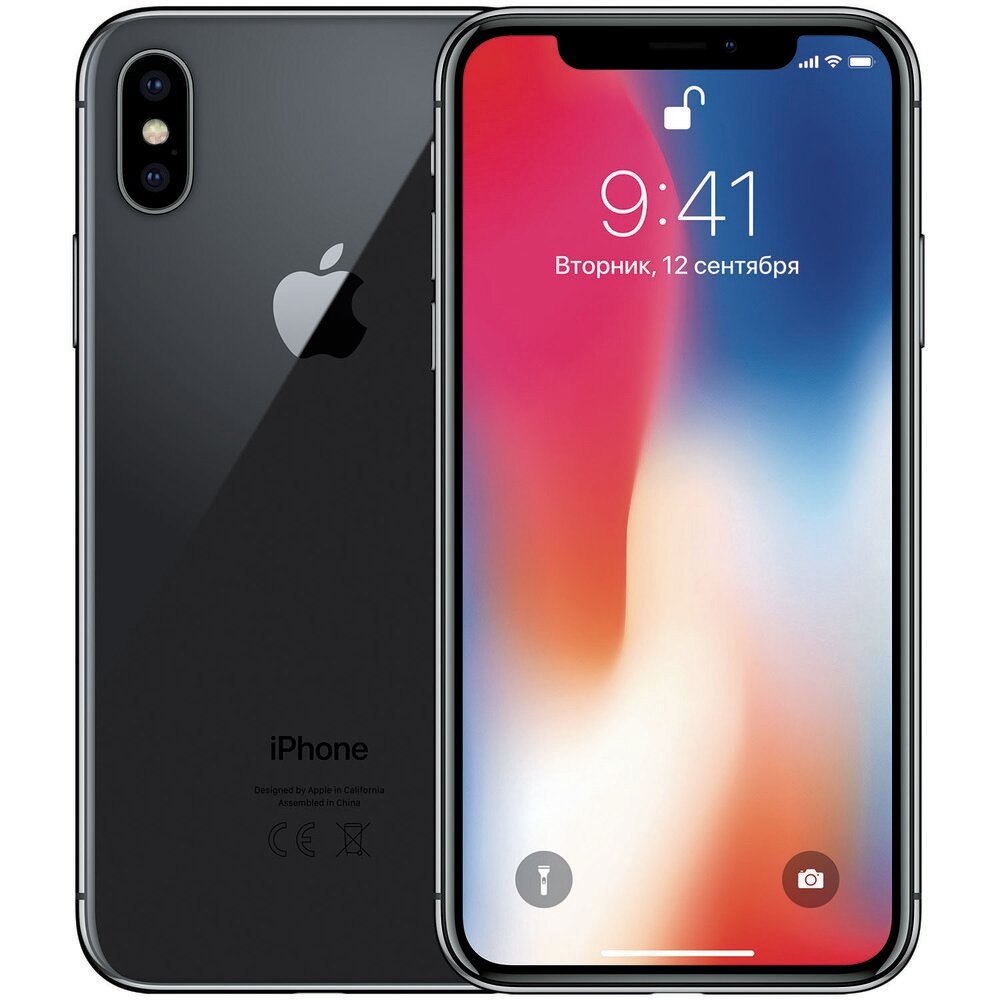 Смартфон Apple iPhone X 256 ГБ RU, 1 SIM, серый космос