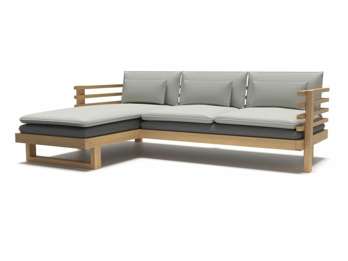 Угловой диван Soft Element Атлантик Ash Grafit левый, велюр, массив дерева, дачный, в баню в комнату отдыха, на террасу
