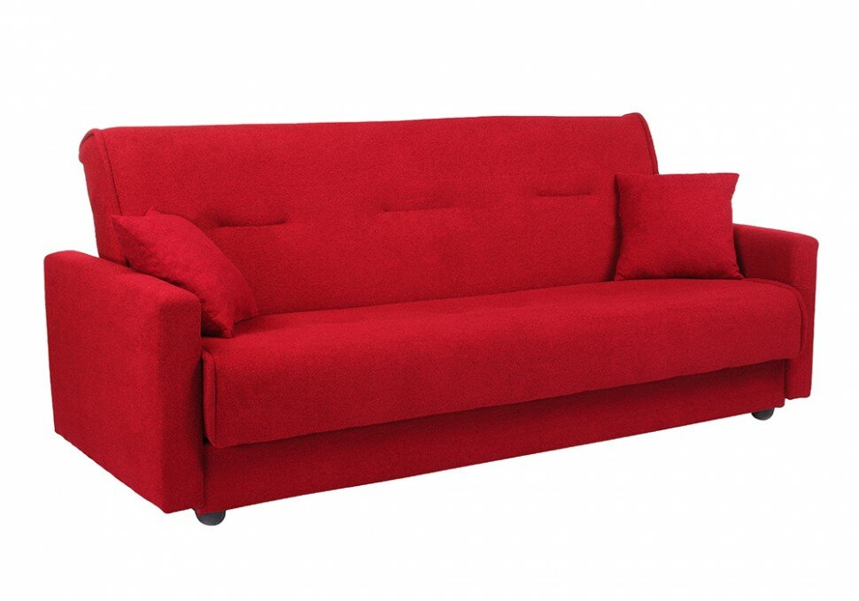 Прямой диван Астра (Милан) Красный Микровелюр, книжка, 215х95х90 см, с ящиком для белья