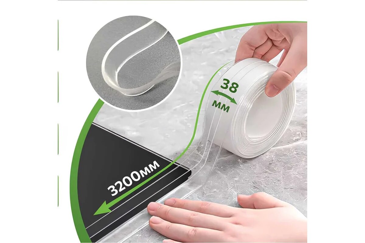 FABERHAUS бордюрная самоклеящаяся лента 38 мм × 3,2 м прозрачная для отделки помещений