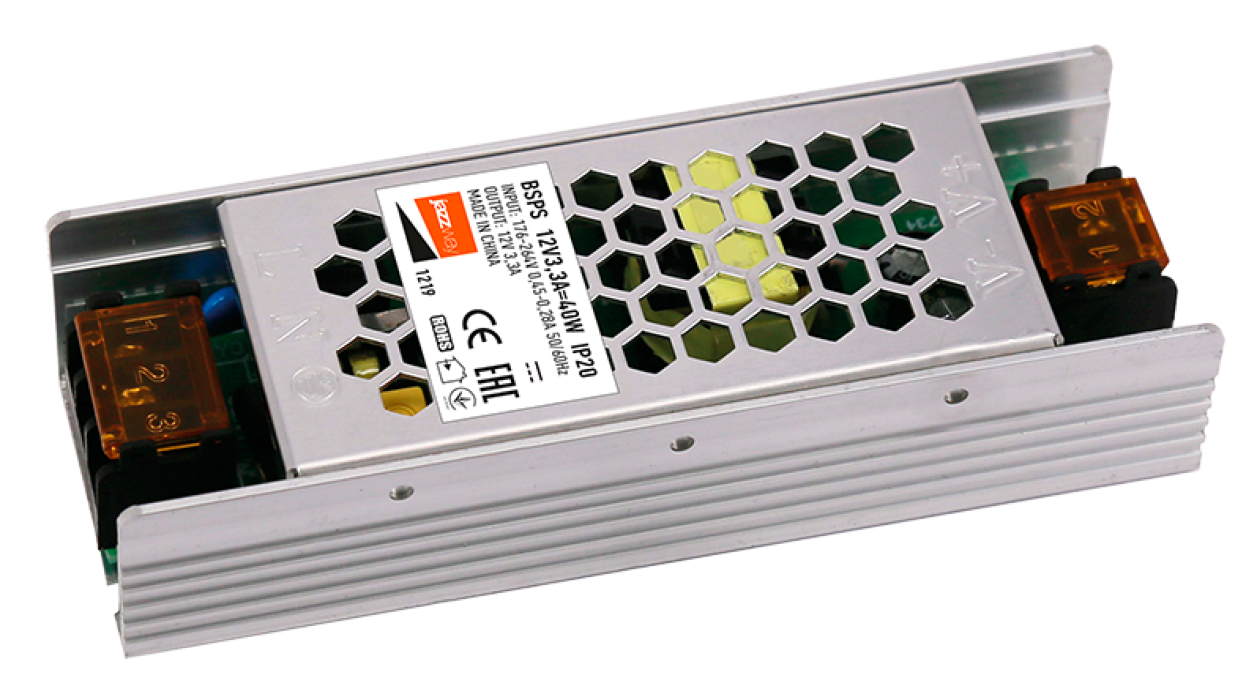 Драйвер Jazzway / Джазвэй BSPS для светодиодной ленты в металлическом корпусе серый, 115х40х25мм, 40Вт, 12V 3.3А, IP20 / блок питания