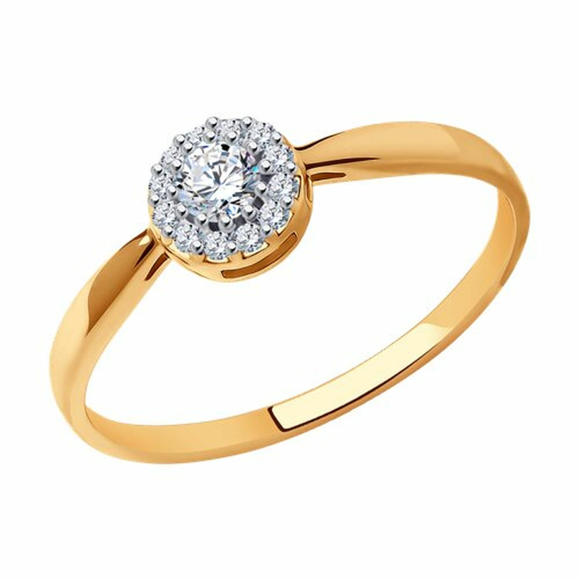 Кольцо, красное золото, 585 проба, фианит