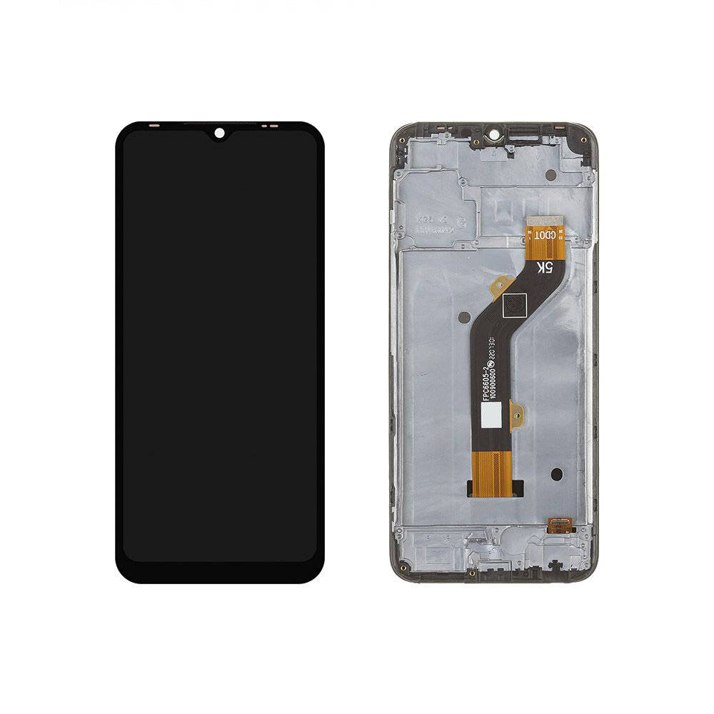 Дисплей (экран) в сборе с тачскрином для Tecno Spark 8C черный с рамкой / 720x1612