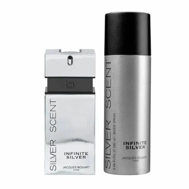 Jacques bogart paris coffret silver scent infinite silver туалетная вода 100 мл +дезодорант 200 ml - набор для тела