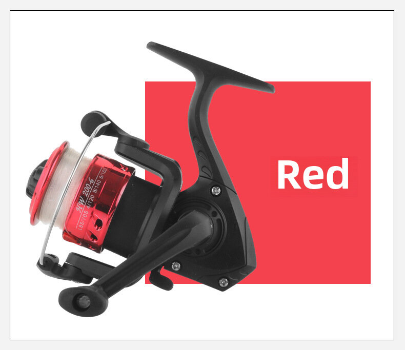 Миниатюрная рыбацкая катушка для льда DEUKIO модель 200 с леской спиннинговый тип сандаловая катушка для рыбалки оптовая продажа (Электroplated red belt line)