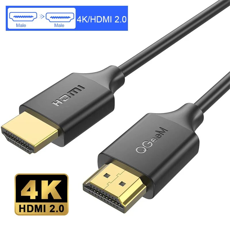 Видеокабель QGeeM, HDMI 2.1, 8K, 120 Гц, 0,5-10 м, в ассортименте