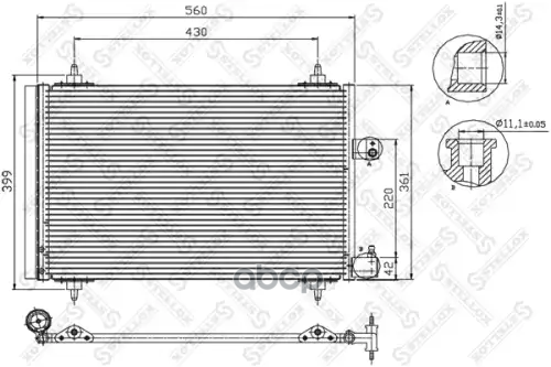 Радиатор кондиционера PEUGEOT 407, CITROEN C5 all 04> Stellox арт. 10-45067-SX