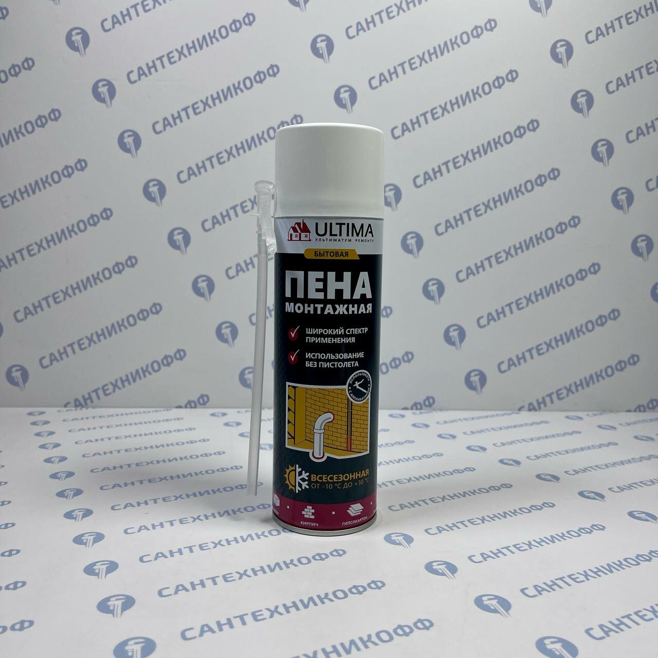 Пена монтажная ULTIMA MINI адаптерная, всесезонная, 340мл. Ulmin00650