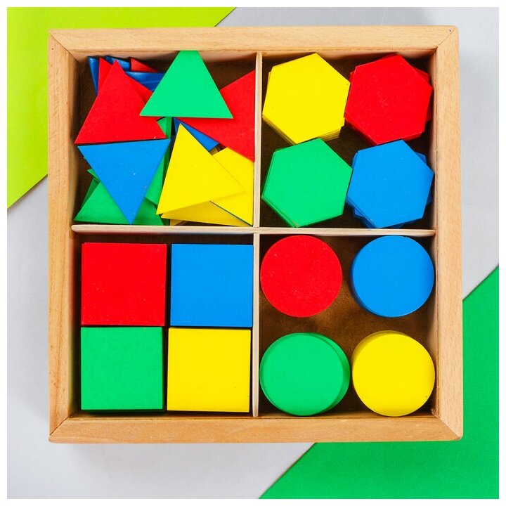 Дидактический набор, для изучения геометрических фигур, дерево, 21 см x 21см