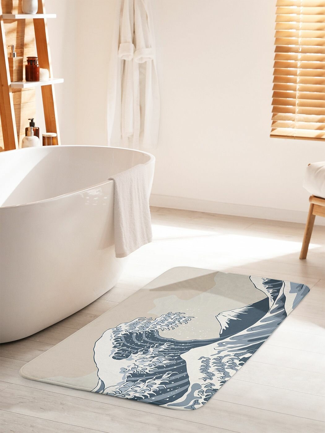 Коврик для ванной комнаты и туалета противоскользящий "Волна" 60х100 см, JoyArty
